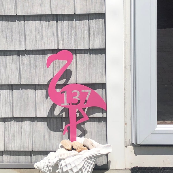 Flamingo Custom Address Sign, Metal Sign, Beach Sign, Beach Address ...