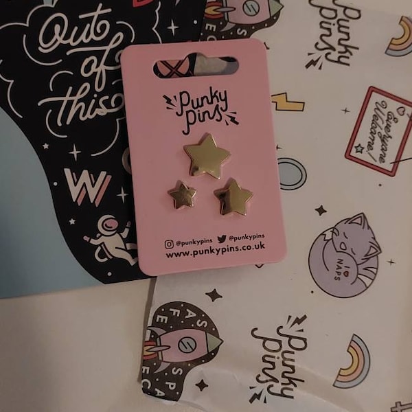 Trio of Gold Stars Enamel Pin Set // Achievement Pins, Collar Pins ...