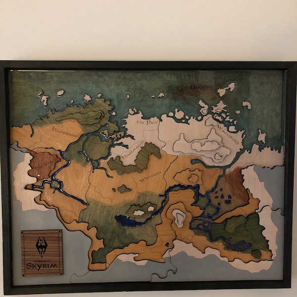 Elder Scrolls Skyrim 3D Laser-cut Hardwood Map, Fantasy Map With Epoxy ...