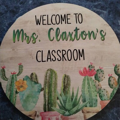 Personalized Teacher Door Sign, Potted Plants Classroom Door Sign ...
