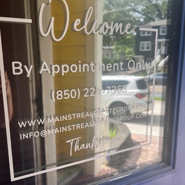 Custom Storefront Window Welcome Sign With QR CODE | Business Hours ...