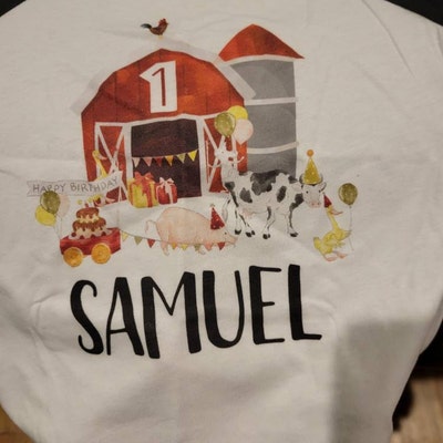 First Birthday Farm Shirt Personalized One Barn Animals Birthday Boy ...