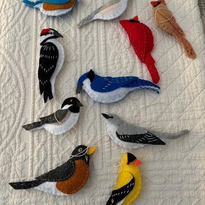Felt Bird Collection Set of 6 Handmade Birds Ornaments Christmas Soft ...