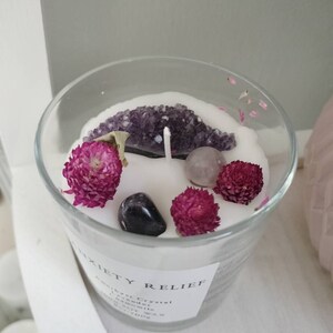 POSITIVE ENERGY CRYSTAL Rose Chakra Candle Quartz 8oz Vegan Cruelty ...