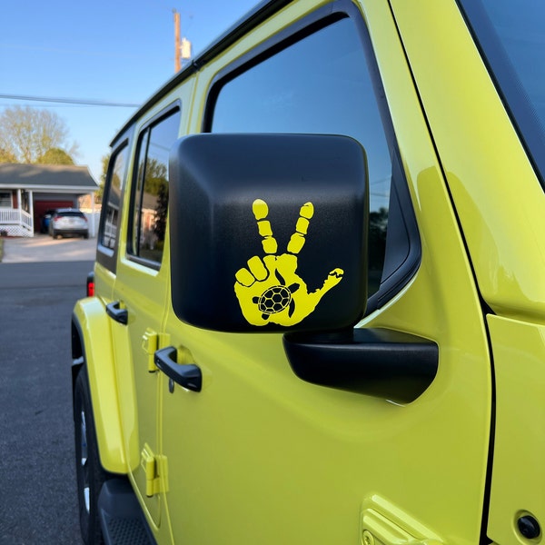 Set of 2 Sea Turtle Hand Wave Decals for Jeep Side Mirrors - Hand Wave ...