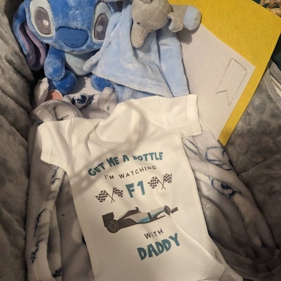 Mini F1 Fan Matching Bib and Bodysuit Gift Set Baby F1 Gift New Dad F1 Gift Racing Baby Gift New ...