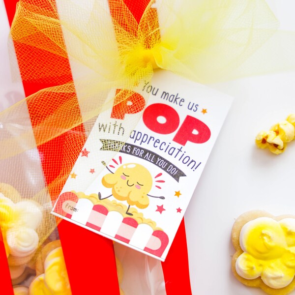 Teacher Appreciation Gift - Popcorn Teacher Appreciation Tag - Teacher ...
