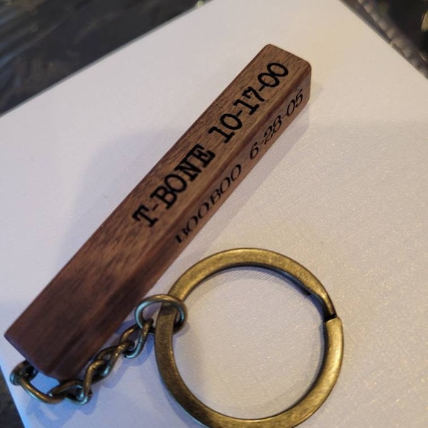 Engraved Wood Bar Key Chain - 4 Sided Keychain for New Home Car ...