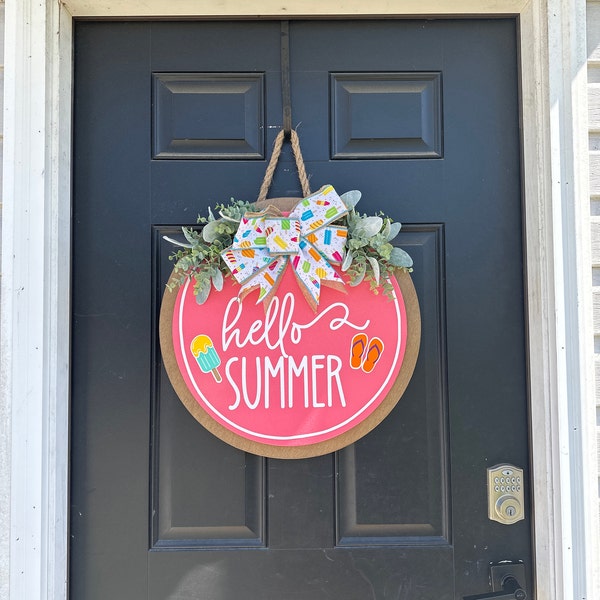 Summer Front Door Decor | Hello Summer | Summer Door Hanger | Summer ...
