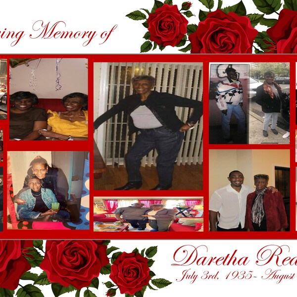 Red Roses Memorial Photo Collage Template, Large Memorial Sign, Funeral ...