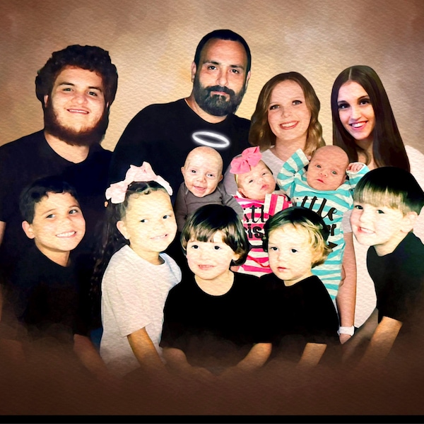 Custom Watercolor Family Portrait From Merging Multiple Photos, Combine ...