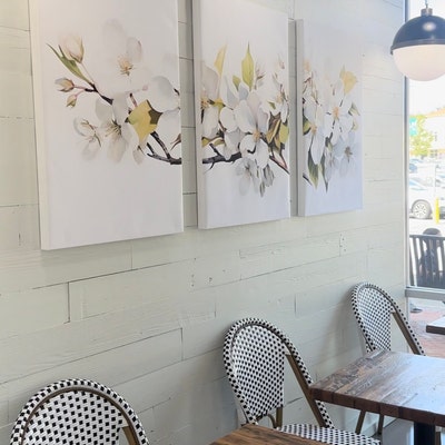 Contemporary Split Wall Art Set of 2 Spring Flower Pattern Prints, Boho ...