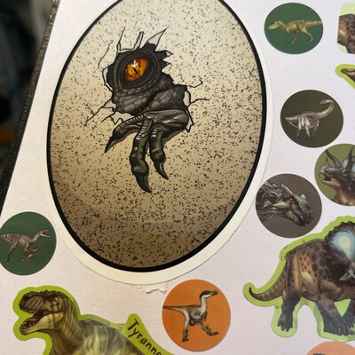 Dinosaur Skulls Carnivores Stickers Jurassic Fossil Bones Holographic ...