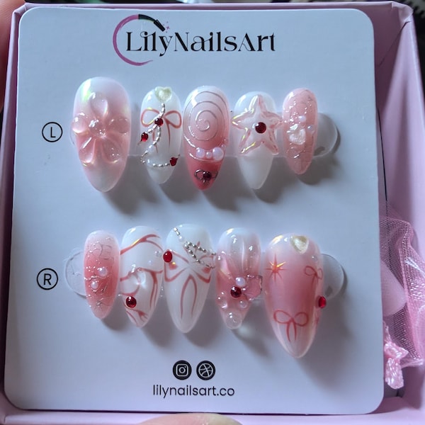 Freestyle Aura 3D Gel Medium Almomd Press on Nails, 3D Gel Nails ...