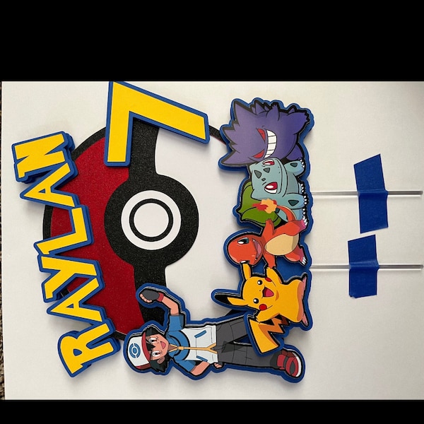 Custom Pokemon Birthday Cake Topper - Layered & 3D Cake Topper ...