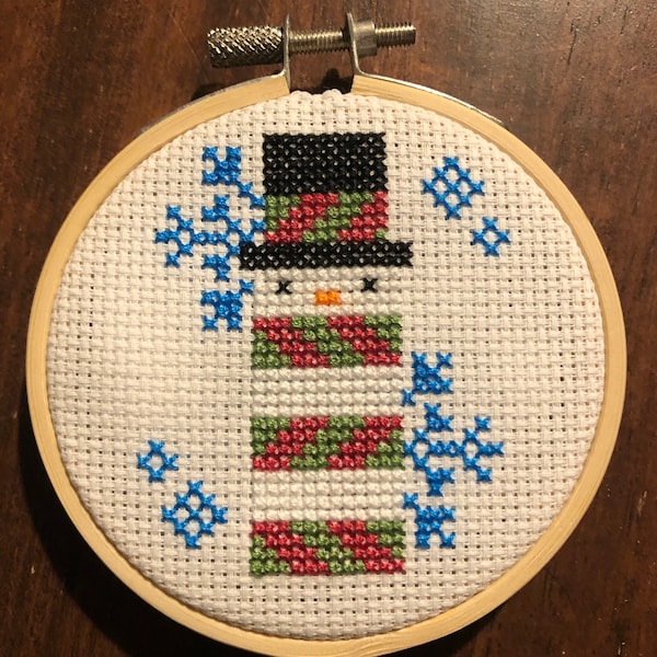 Snowman Cross Stitch Pattern – Mini Holiday Ornament (PDF Pattern, 3 ...