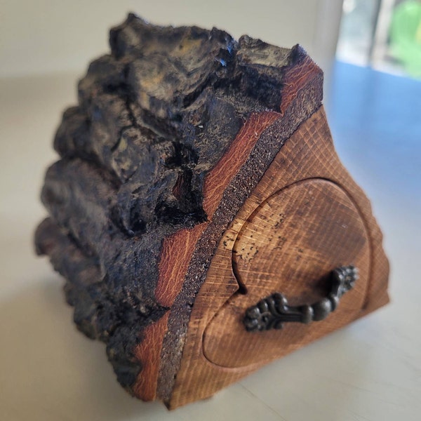 Rustic Log Box From Firewood With Bark, Fairy Drawer, Pear Wood ...