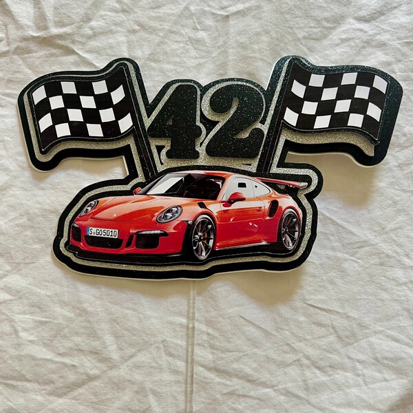 Racing Car Cake Topper With Flags - Etsy