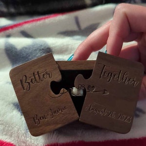 Wooden Ring Puzzle Box, Personalized Better Together Ring Box, Engraved ...