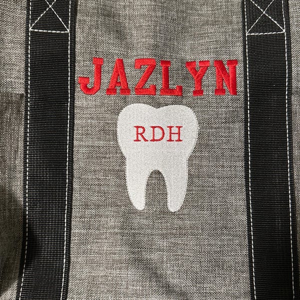 Large Tote With Name Embroidered Zippered Tote Bag Monogrammed Car Bag ...