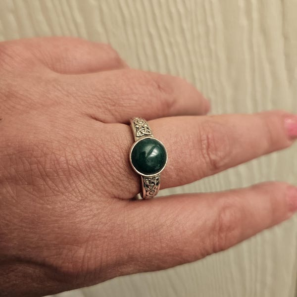 Glass Intaglio Witch Coin Signet Rope Twist 925 Silver Ring Handmade ...