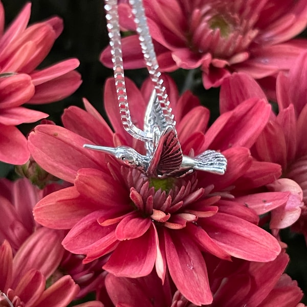 Flitting Hummingbird Charm Sterling Silver Hummingbird Pendant ...