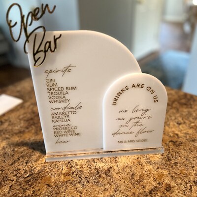 Double Arch Bar Menu 3D Bar Writing Wedding Decor - Etsy Australia