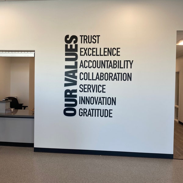 Our Values, Office, Wall, Art, Decor, 3D, PVC, Typography ...