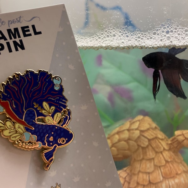 Red and Blue Betta Fish Enamel Pin, Betta Fish, Betta, Betta Pin, Fish ...