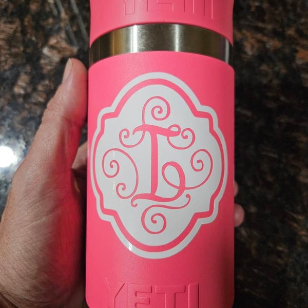 YETI Monogram Decal, YETI Decal for Women, Scroll Monogram for Yeti ...