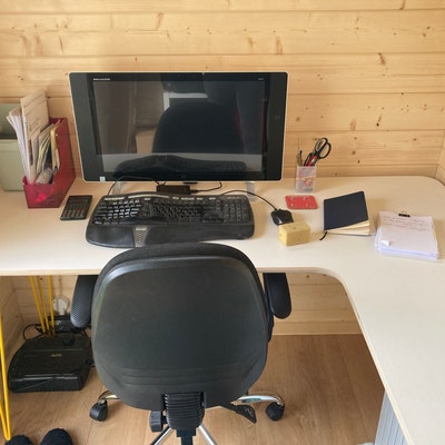 Compton Solid Oak Desk With Monitor Shelf Contemporary Industrial Desk ...