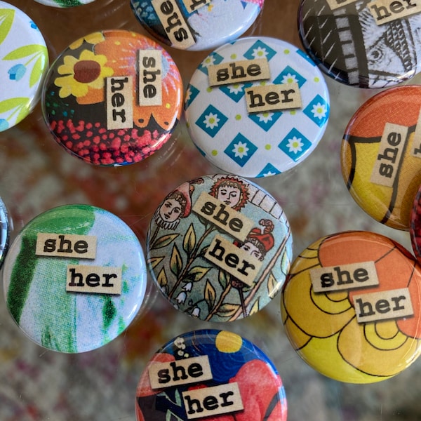 Bulk Pronoun Badges (collage Style), Bulk One-inch Mini Badges, Back to ...