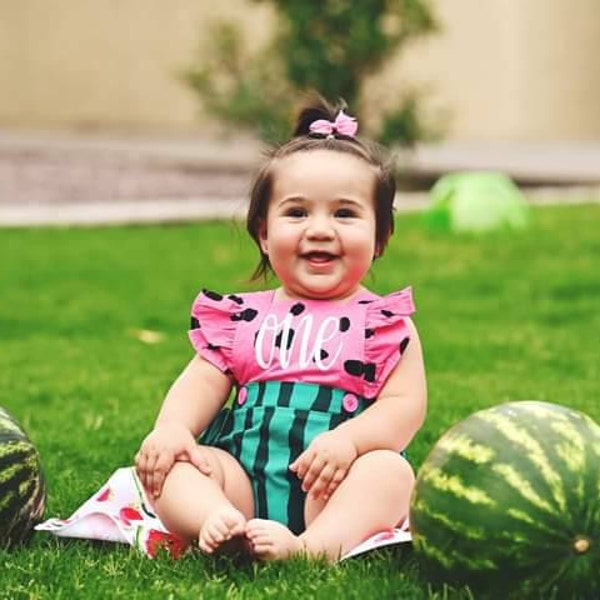 1st Birthday Pink Watermelon Romper Melon Party Smash Cake Outfit - Etsy