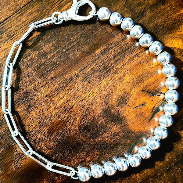 Sterling Silver Chain Bracelet Sterling Silver Double Chain Bracelet Silver Charm Bracelet Heavy ...