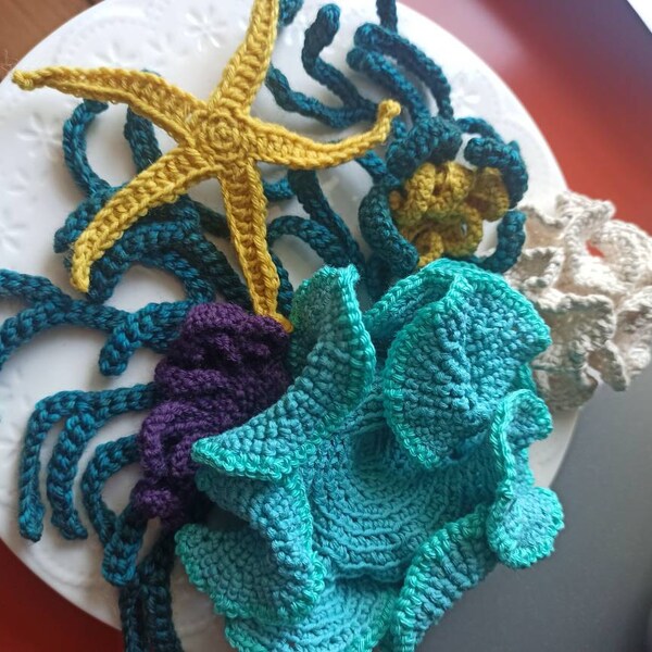Crochet Sealife Collection No1 - Crochet PDF PATTERN - Shells, Sea ...