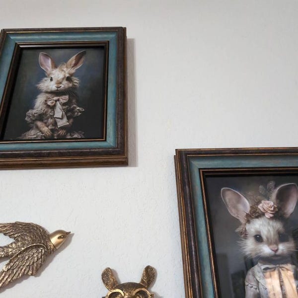 Victorian White Rabbit Painting, Emily Bunny Vintage Portrait ...