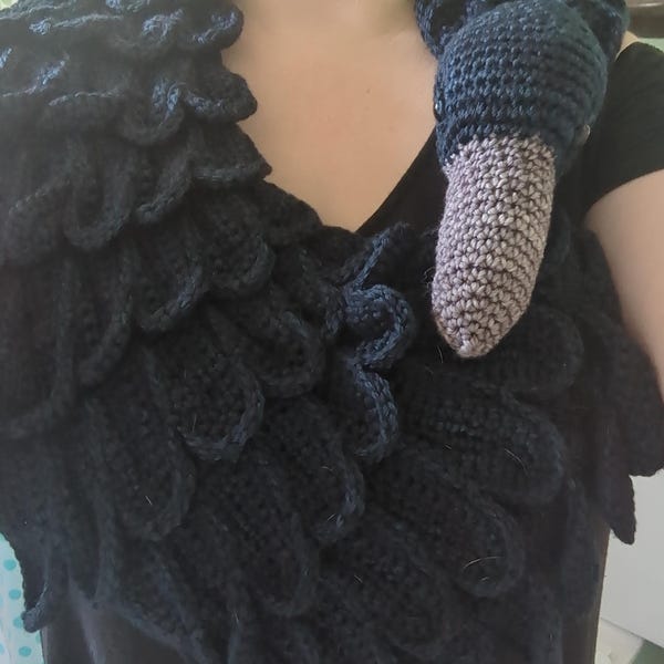 Crochet Raven Shawl Wrap, PDF PATTERN ONLY, Crow Feather Scarf ...