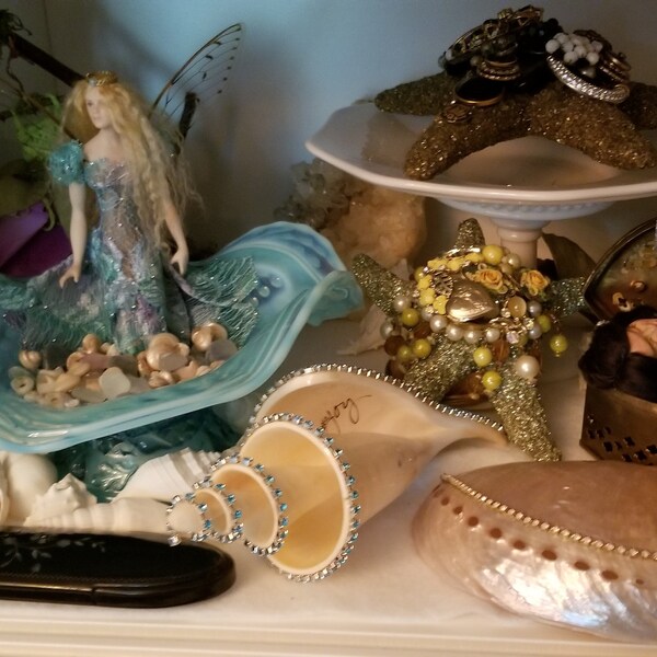 Crystal Covered Turbo Coastal Home Decor Beach Home Nautical Style ...