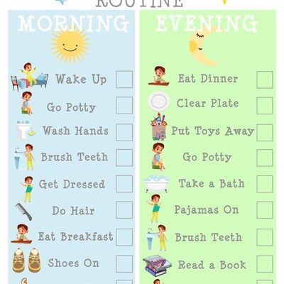 Toddler Boy Daily Routine Chart Checklist-printable Morning & Bedtime ...