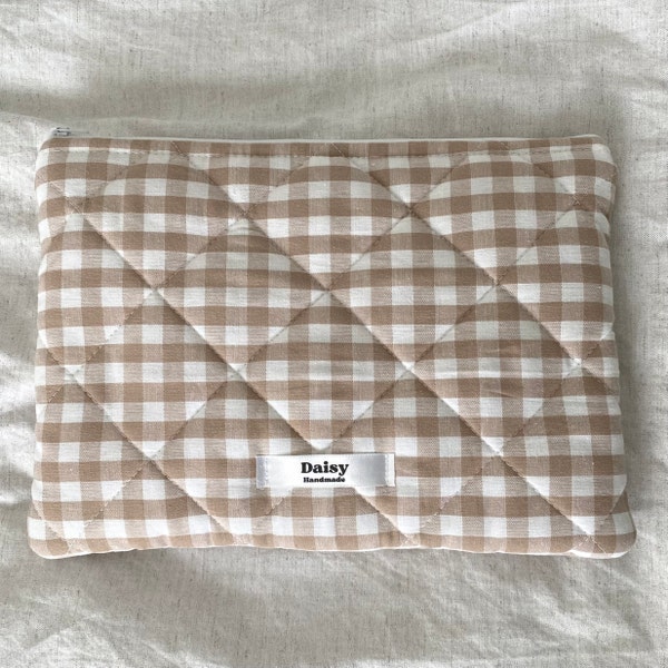 Quilted Laptop iPad Tablet Sleeve in Purple Gingham With Ivory Cotton ...