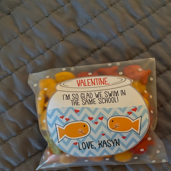 Goldfish Valentine's Day Favor Stickers, Fish Bowl Shaped Valentines ...