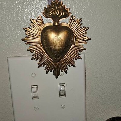 Sacred Heart, Milagro Heart, Antique Gold Heart Box, Catholic Heart ...