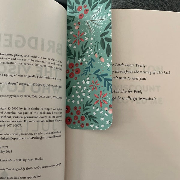 Winter Floral Bookmarks - Set of Four, Christmas Bookmark Pack, Holiday ...
