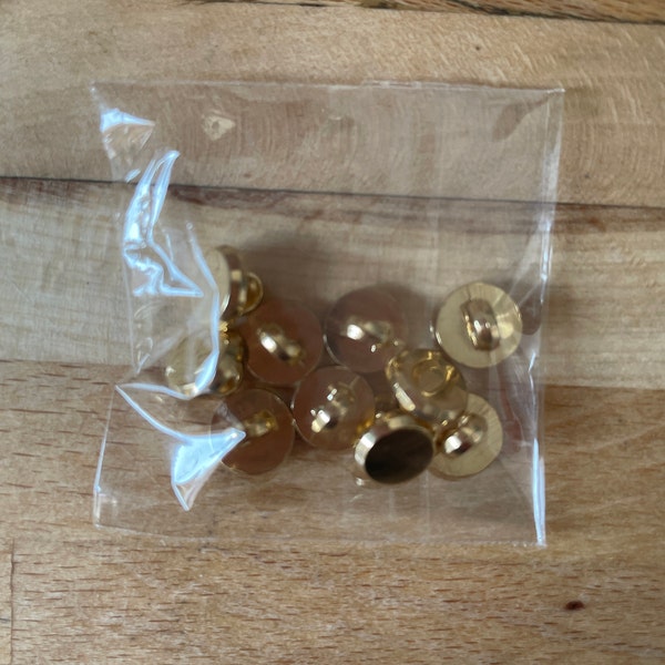 10 X Shiny Gold Metallic Buttons, Gold Plastic Buttons, Metalised ...