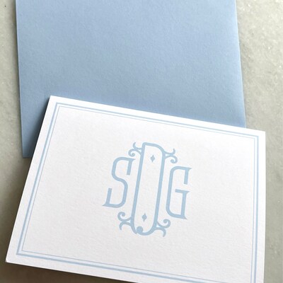 Personalized Note Cards Set, Monogram Stationery Monogrammed Note Card ...