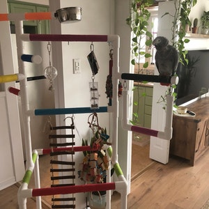 THE MOVER: Portable Parrot Bird Perch W/ Cups for Cockatiels, Conures ...