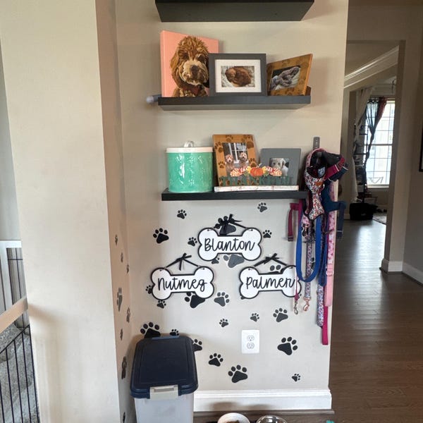 Personalized Dog Bone Name Sign, Wooden Dog Name Tag, Dog Kennel and ...