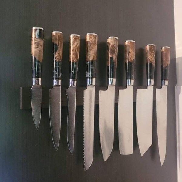 Tasmanian Oak Magnetic Knife Racks, Black Finish. 30, 45 and 60cm ...