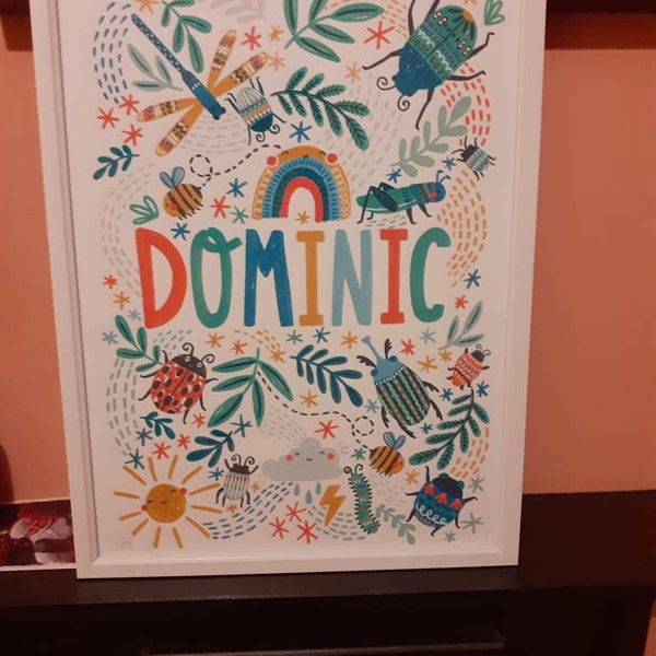 BUGS NAME A4-A3 PRINT- Beetle Name Art- Nursery Wall Art- Cool Name Art ...