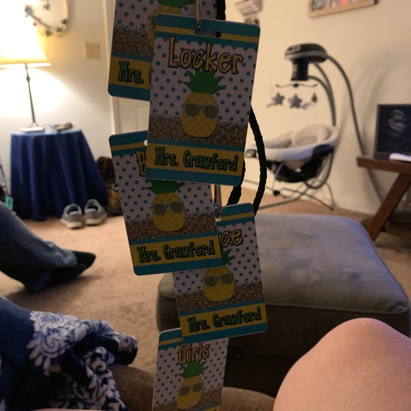 Pineapple Theme Classroom Hall Passes for Teachers, Personalized, Set ...